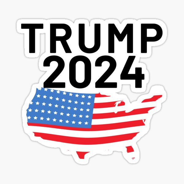 "Trump 2024 with American Map covered in American Flag" Sticker for ...