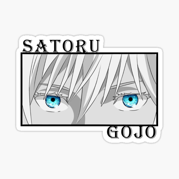 "GOJO SATORU's EYES (black text)" Sticker for Sale by LightCraffty ...