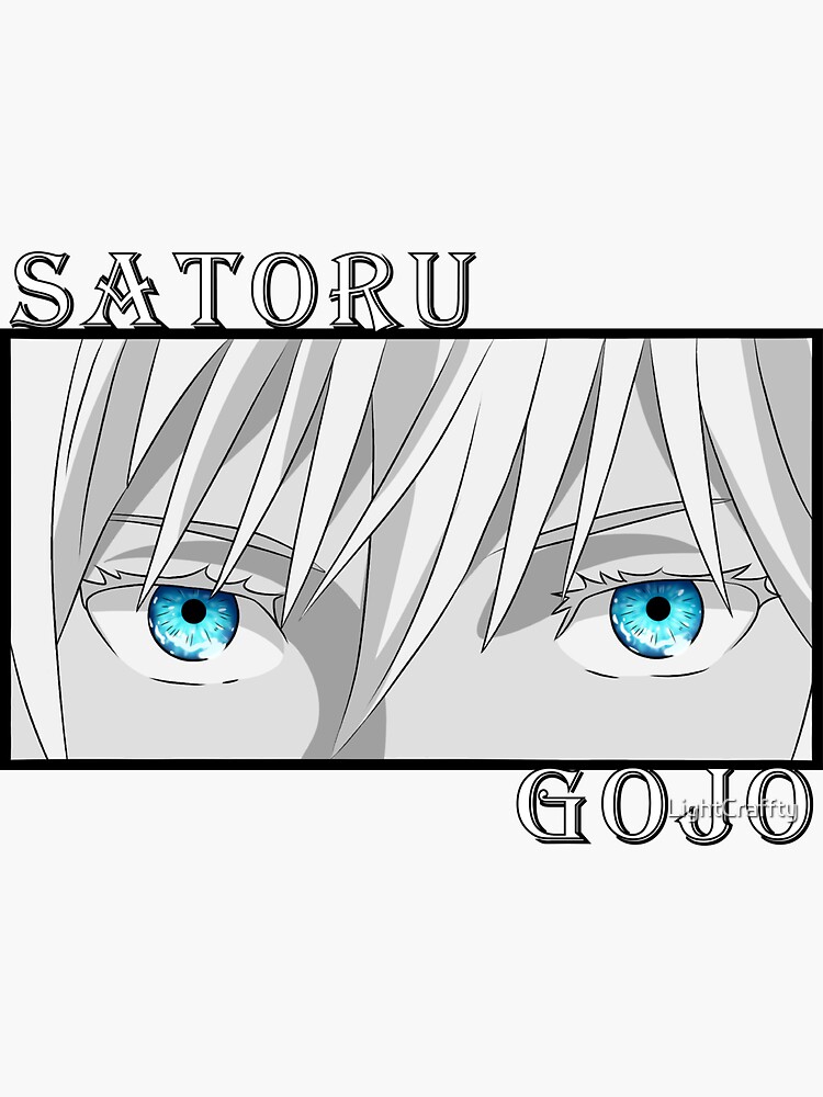 "GOJO SATORU's EYES (white text)" Sticker for Sale by LightCraffty ...