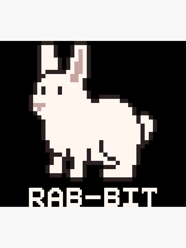 "Rab-Bit 8 Bit Pixel White Rabbit White Text" Poster for Sale by ...
