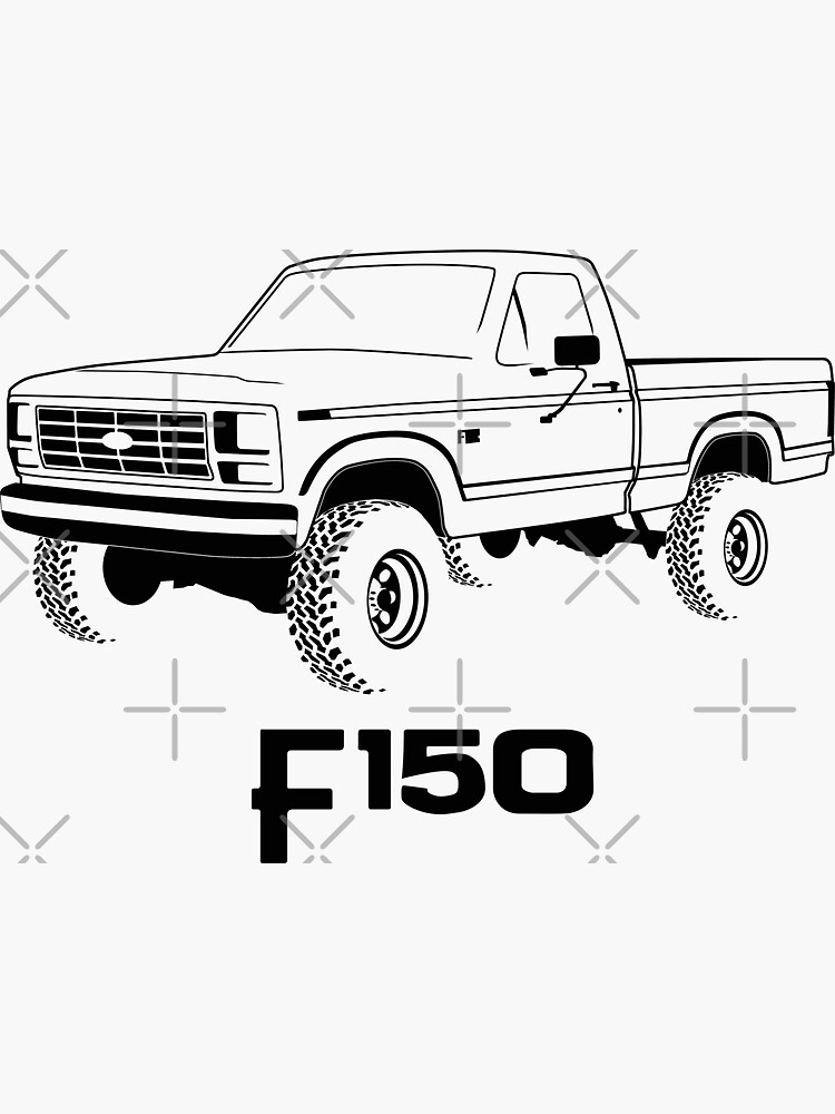 "1980-1986 F150 Black Print" Sticker for Sale by TheOBSApparel | Redbubble