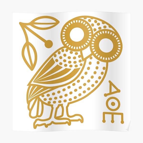 Póster «Lindo esquema de búho ateniense inspirado en el arte griego ...