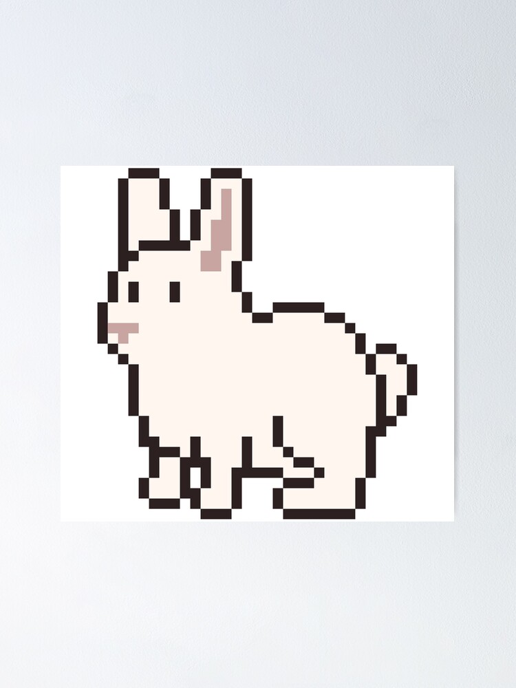 "8 Bit Pixel White Rabbit " Poster for Sale by blacklinesart | Redbubble