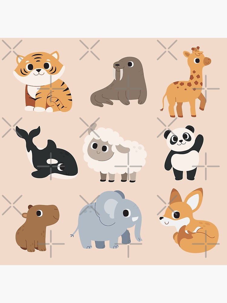 "Cute baby animals, sticker pack" Poster for Sale by beskrajem | Redbubble