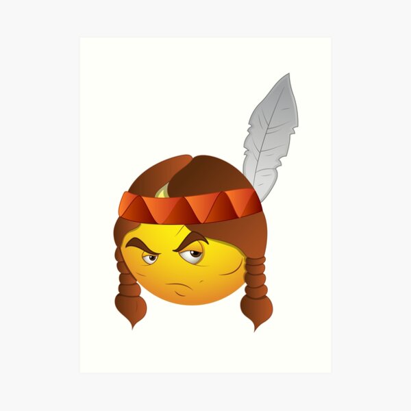 "Indian Brave Smiley Face Emoticon" Art Print by allovervintage | Redbubble