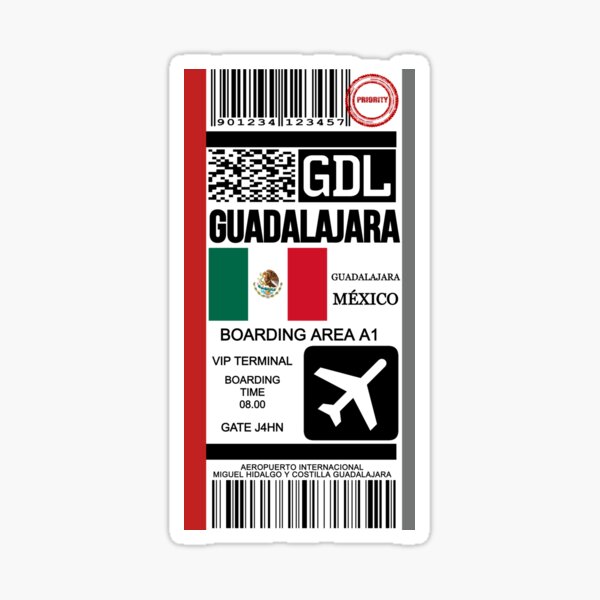 "Guadalajara Mexico travel ticket" Sticker for Sale by JDWalkerco ...
