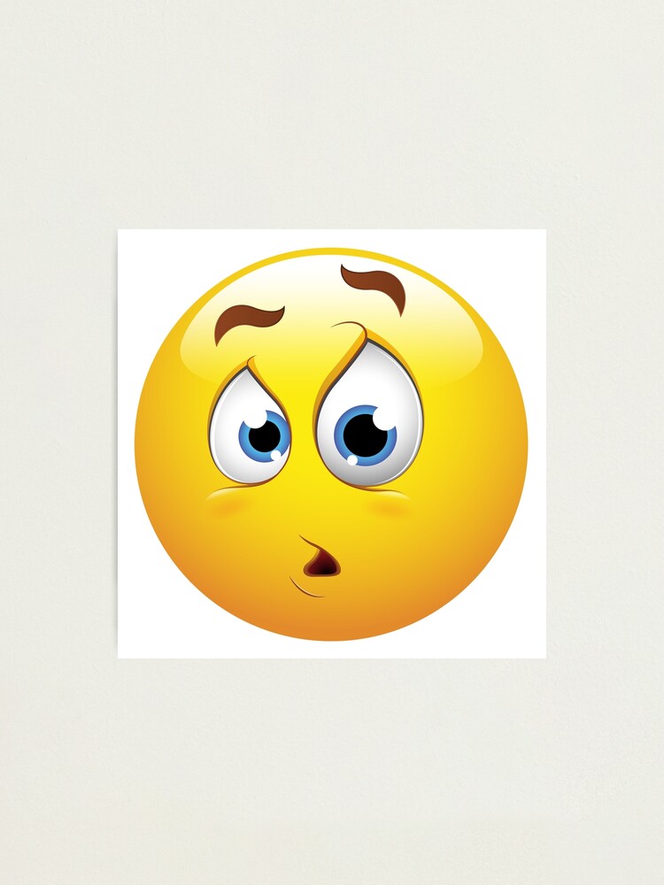 "Confused Smiley Face Emoticon" Photographic Print for Sale by ...