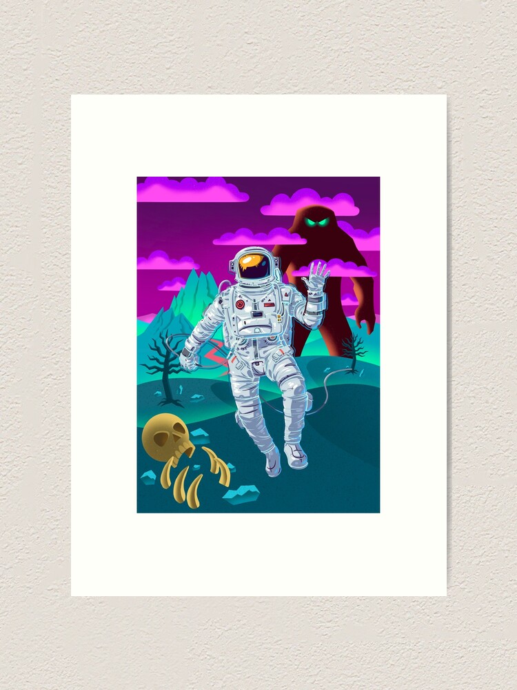 "Astronaut in a retro drawing of an imaginary space full of demons" Art ...