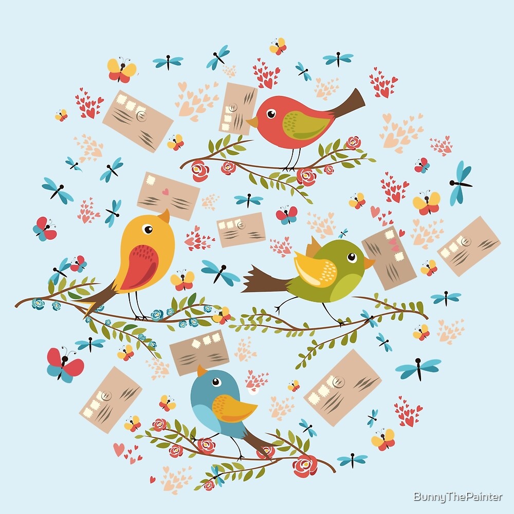 "Special Springtime Delivery From Little Birds Pattern " by ...