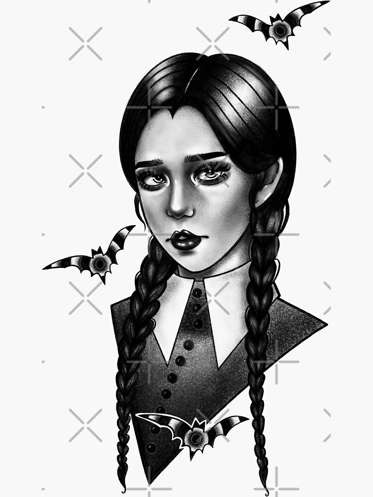 "Goth girl, Wednesday " Sticker for Sale by UmbraFox | Redbubble