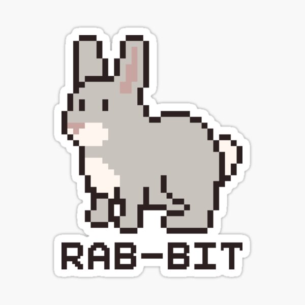 "Rab-Bit 8 Bit Pixel Gray Rabbit" Sticker for Sale by blacklinesart ...