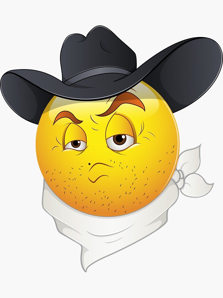 "Cowboy Smiley Face Emoticon" Sticker by allovervintage | Redbubble