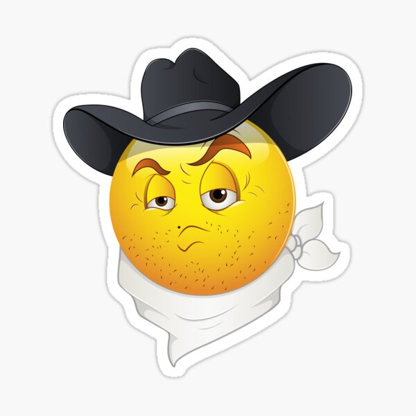 "Cowboy Smiley Face Emoticon" Sticker by allovervintage | Redbubble