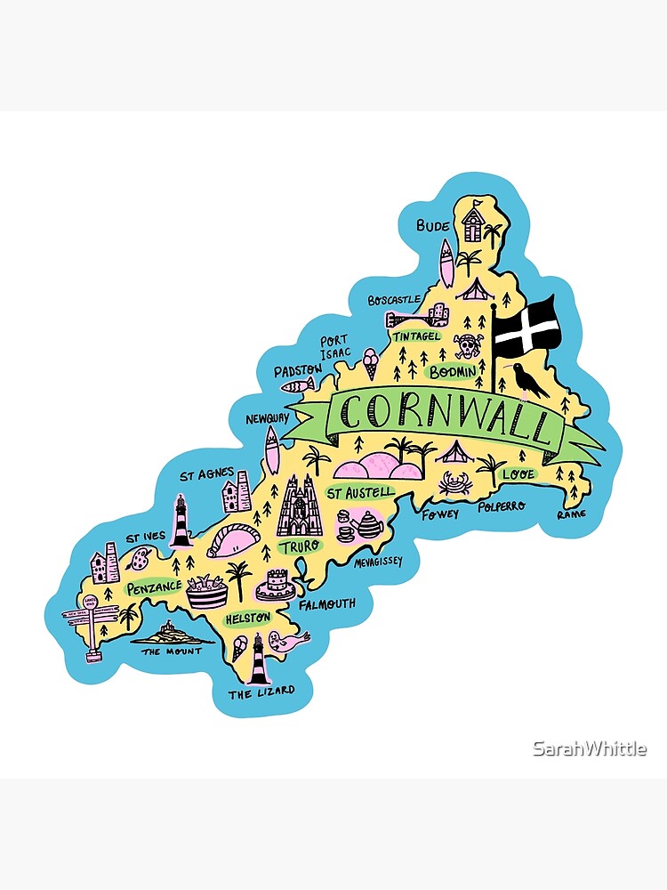 "Cornwall Map" Poster for Sale by SarahWhittle | Redbubble