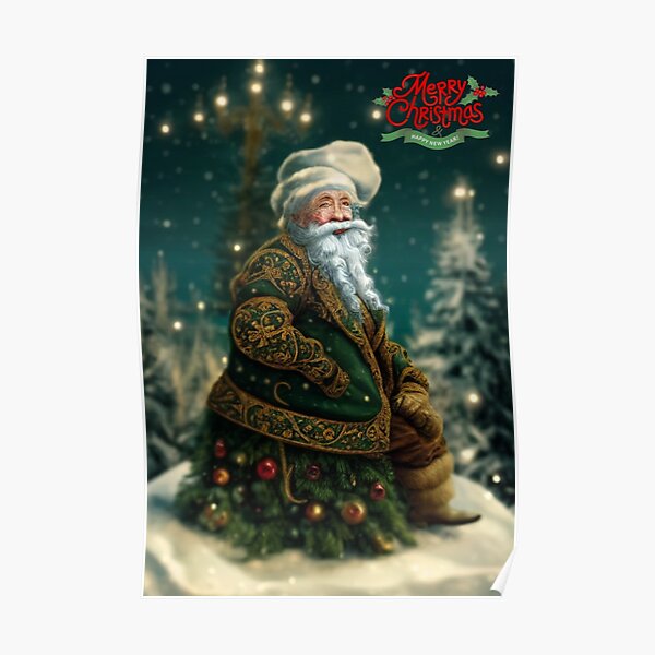 "Santa Claus Christmas Landscape" Poster for Sale by GorinART | Redbubble