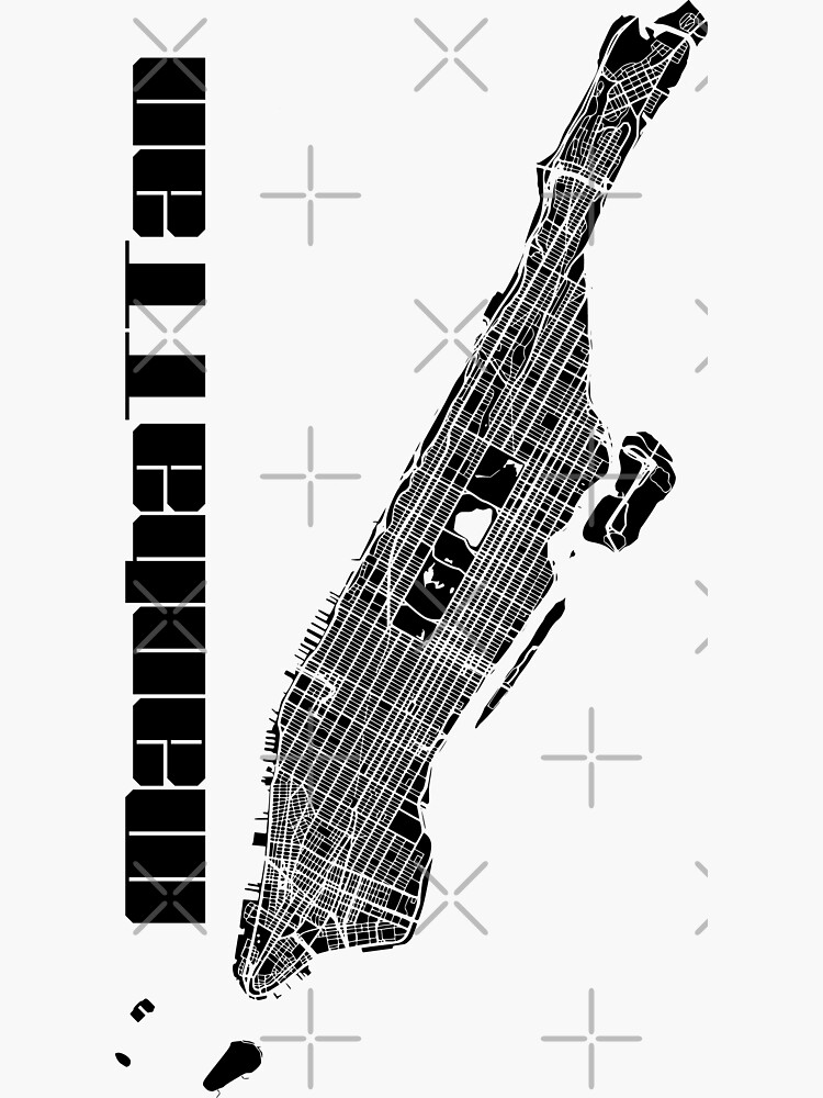 "Manhattan New York City Urban Map " Sticker for Sale by MatthewStyles ...