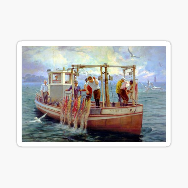 "Fishermen mopping and fishing for starfish nautical maritime seascape ...