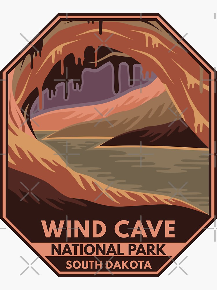 "Wind Cave National Park Minimal Retro Emblem" Sticker for Sale by ...