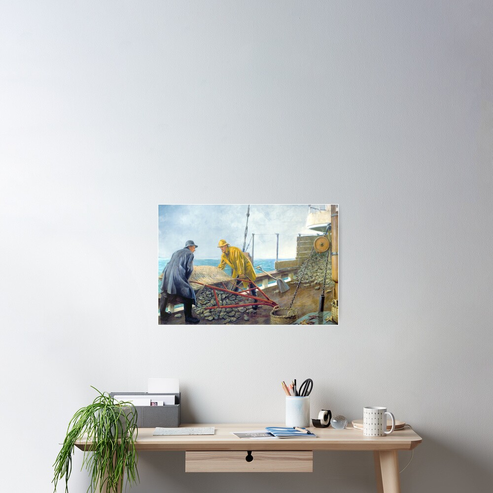 "Oyster dredging fishermen fishing boat trawler seascape nautical ...