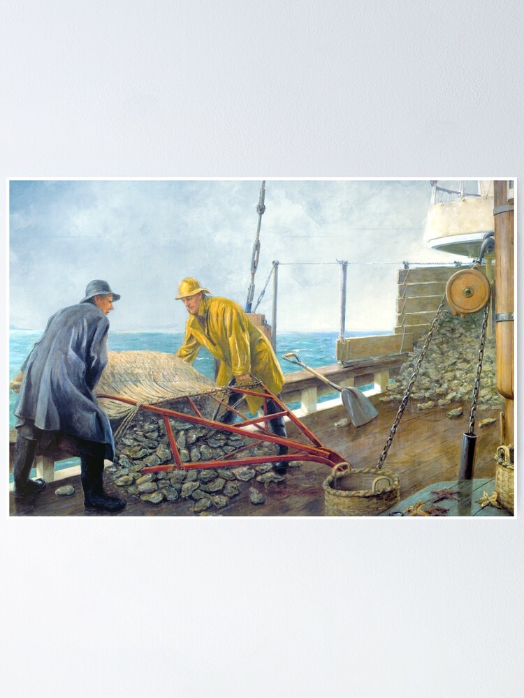 "Oyster dredging fishermen fishing boat trawler seascape nautical ...