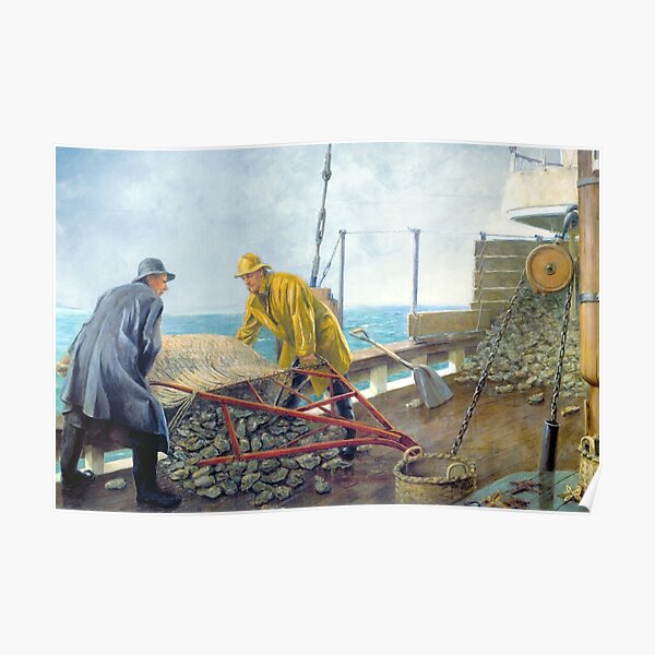 "Oyster dredging fishermen fishing boat trawler seascape nautical ...