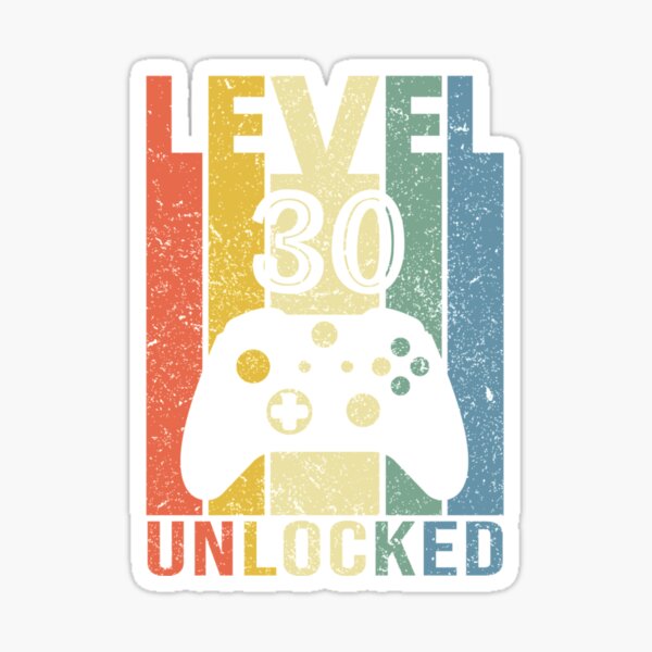 "30th Birthday Level 30 Unlocked Video Gamer" Sticker for Sale by ...