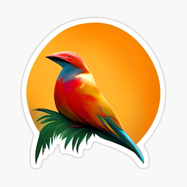 "Paradise Colorful Bird With Sunset Behind" Sticker for Sale by ...