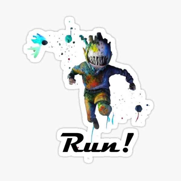 "Sprinting colorful madman with word "Run!"" Sticker for Sale by ...