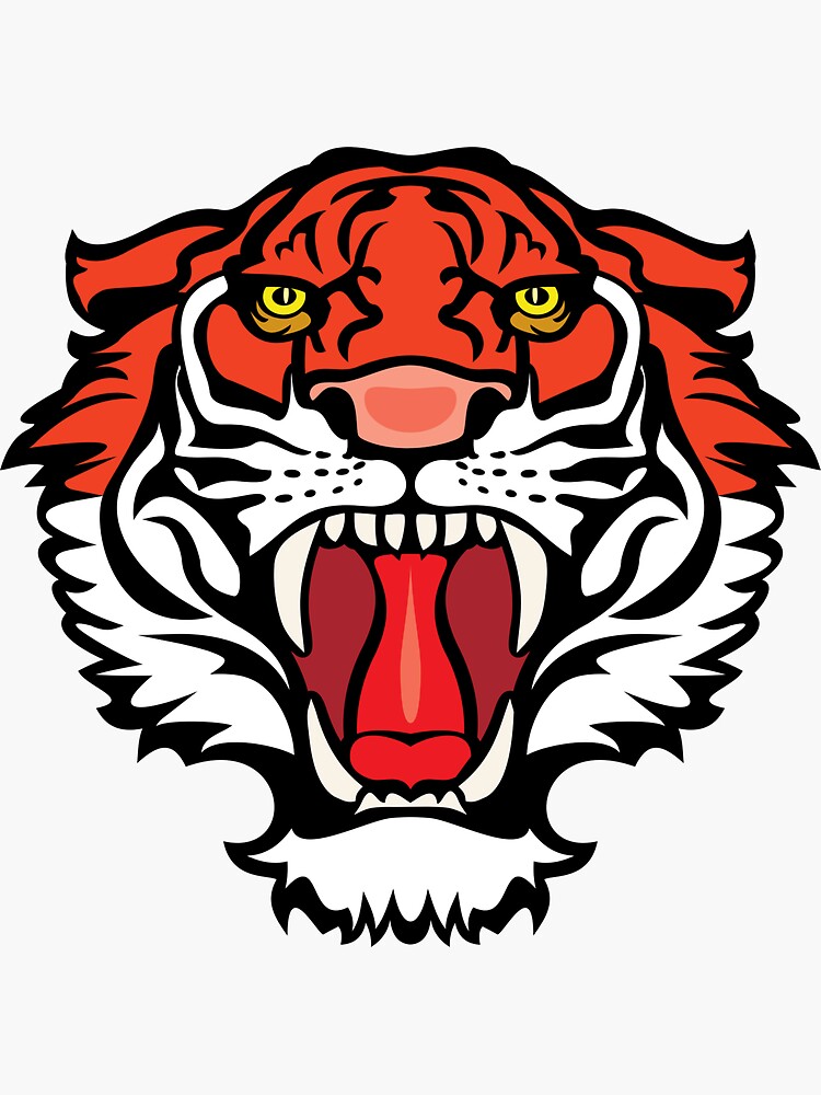"Red Tiger Face Art" Sticker for Sale by rajnagar1107 | Redbubble
