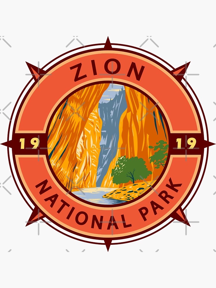 "Zion National Park Retro Compass Emblem" Sticker for Sale by ...