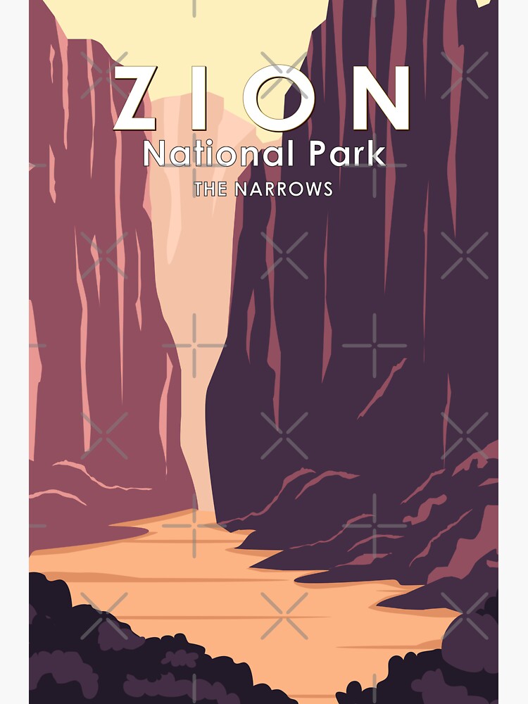 "Zion National Park The Narrows Retro" Sticker for Sale by ...