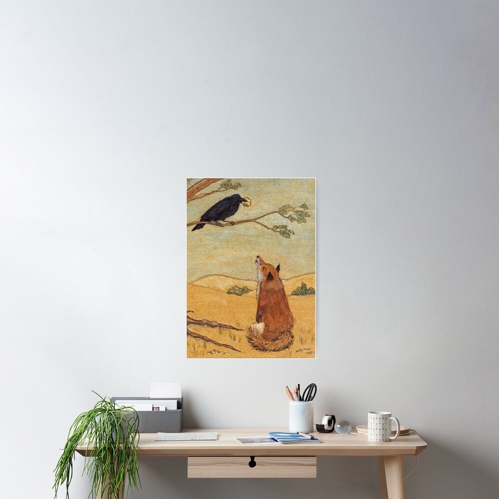"Aesops Fable the Fox and Crow" Art Print for Sale by shinypennyart ...