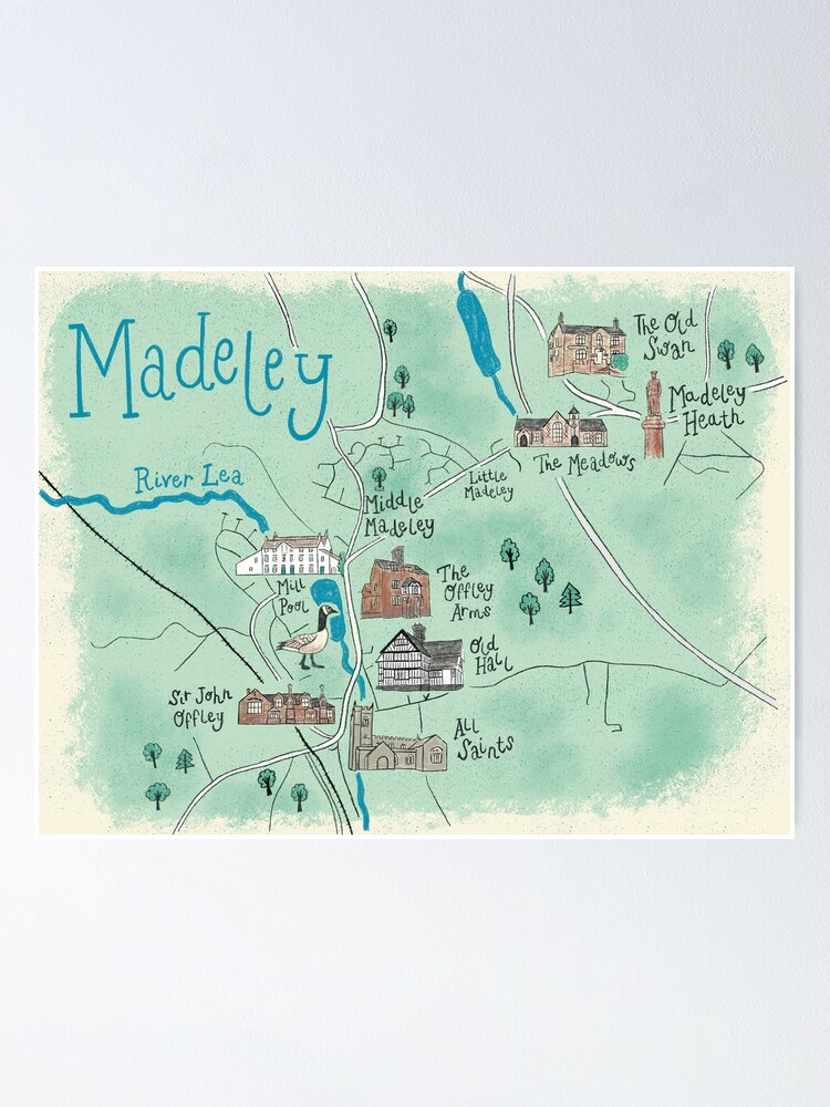 "Madeley Illustrated Map" Poster for Sale by abibryan | Redbubble