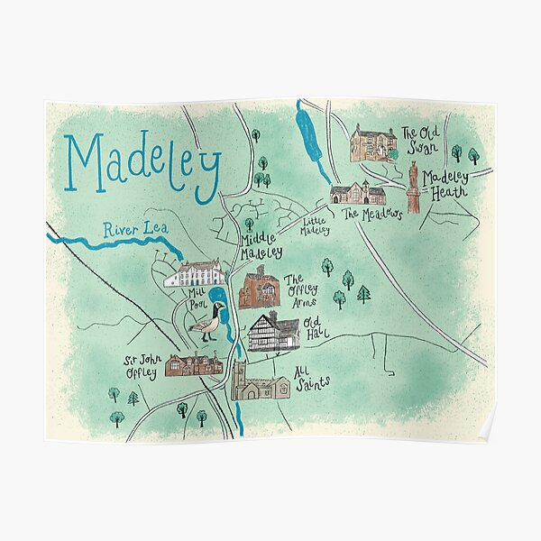 "Madeley Illustrated Map" Poster for Sale by abibryan | Redbubble