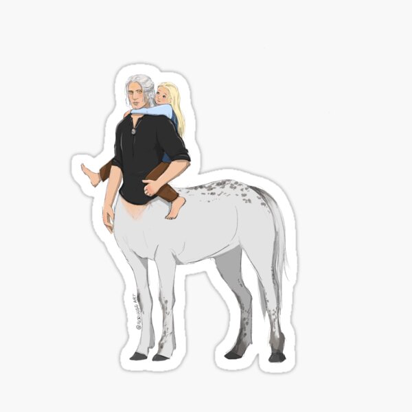 "Centaur Geralt with Ciri" Sticker for Sale by lunariafr | Redbubble