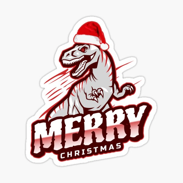 "Merry Christmas Badass T-Rex Dinosaur" Sticker for Sale by ...