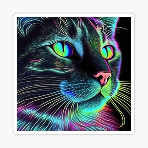 "Neon Cat Sticker" Sticker for Sale by swangastudio | Redbubble