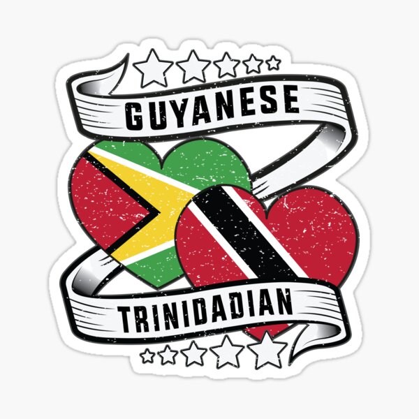 "guyanese and trini shirt half trinidad half guyana flag" Sticker for ...