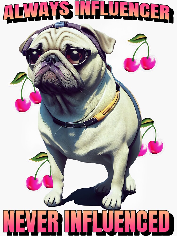 "Dog with glasses and cherries always influencer" Sticker for Sale by ...