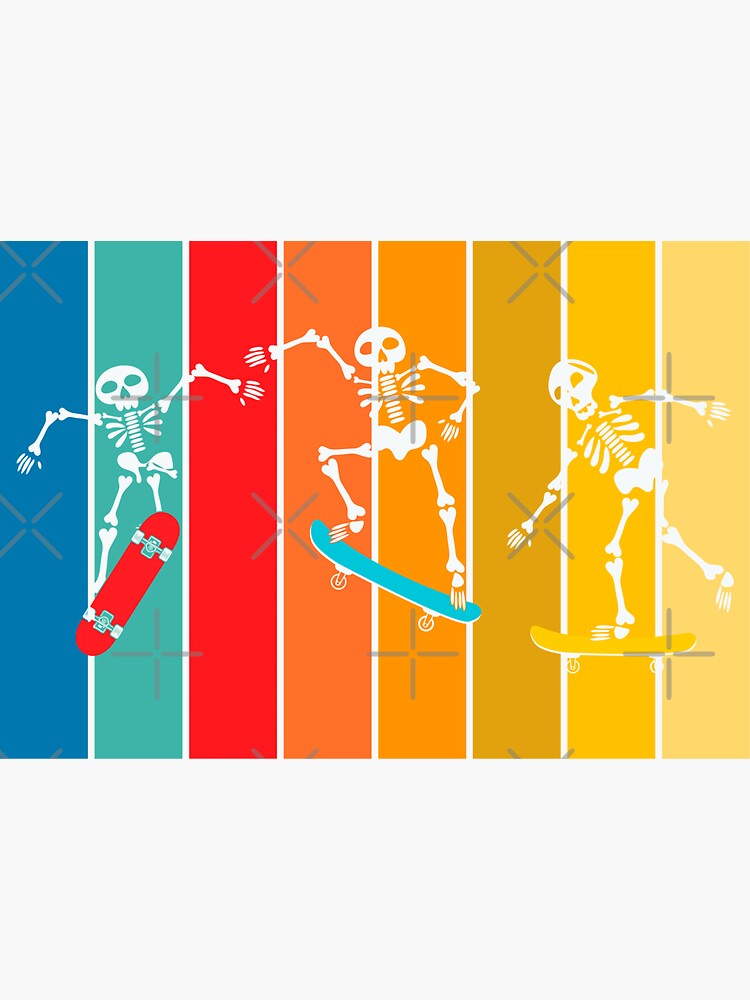 "Colorful Skate Skeleton" Sticker for Sale by Moesko | Redbubble
