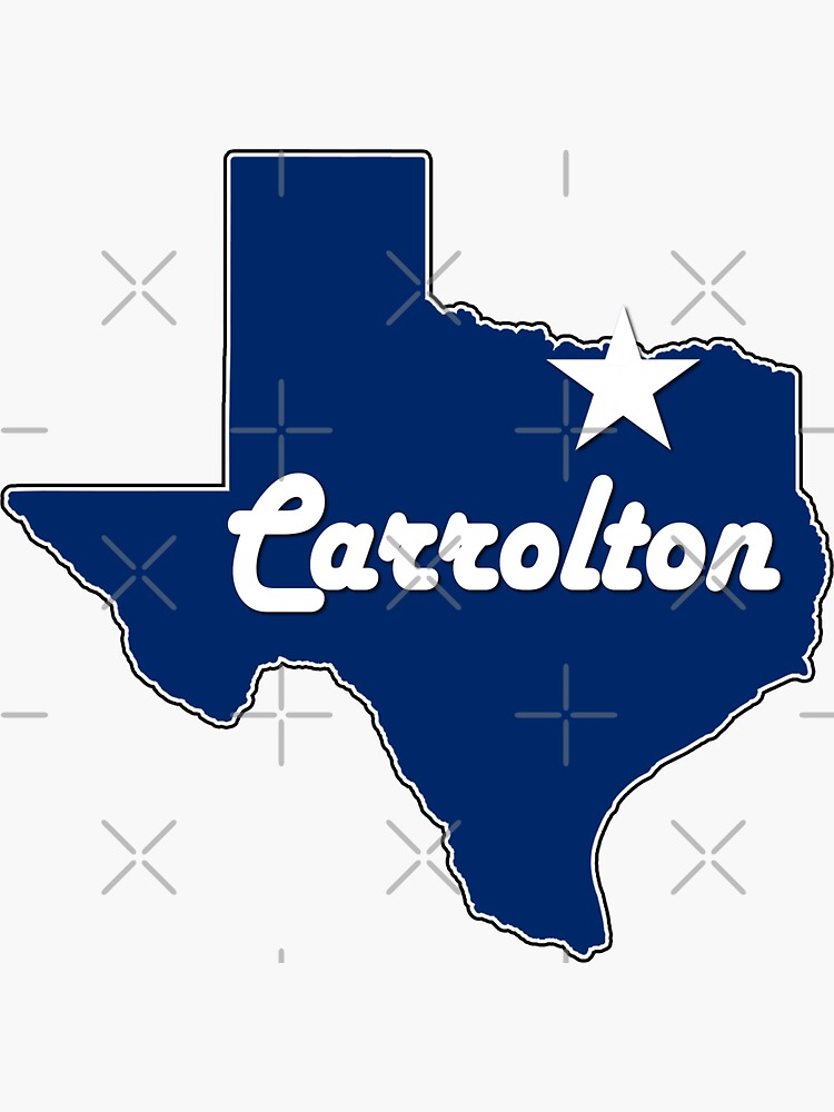 "City of Carrolton Texas Lone Star State Map Navy Blue" Sticker for ...