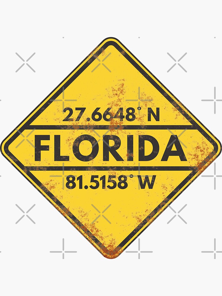 "Florida Coordinates Rusty Metallic Sign - Vintage Travel Road Sign ...