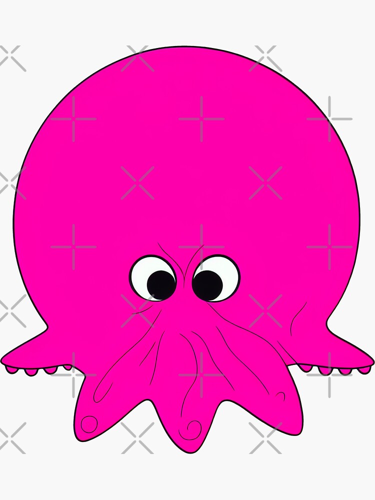 "Pink cartoonish round octopus angry face" Sticker for Sale by ...
