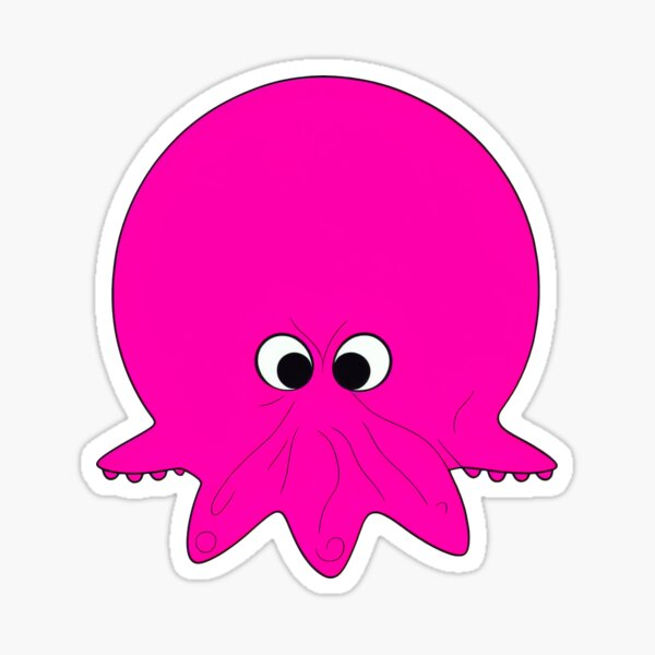 "Pink cartoonish round octopus angry face" Sticker for Sale by ...