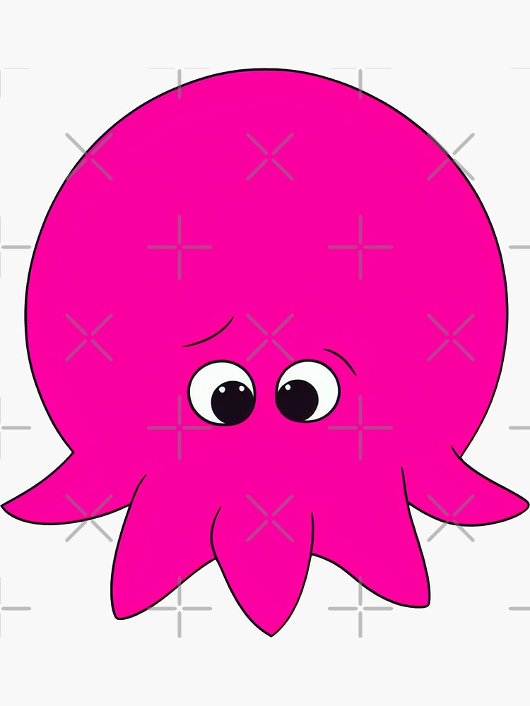 "Pink cartoonish round octopus sad face" Sticker for Sale by BrachiaST ...