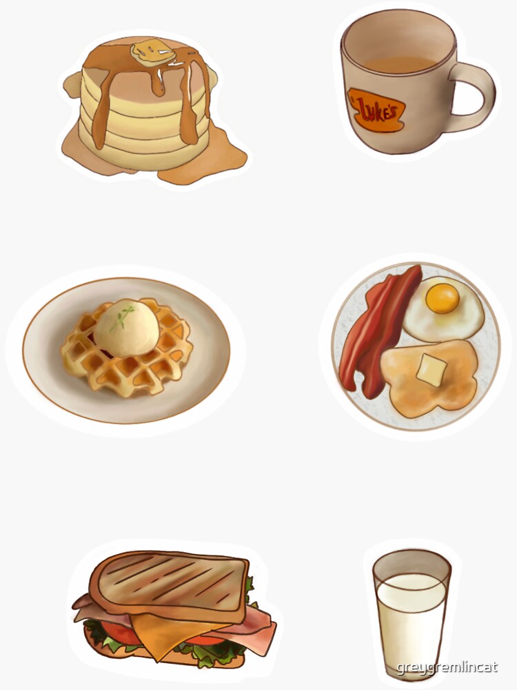 "Breakfast Sticker Pack " Sticker for Sale by greygremlincat | Redbubble