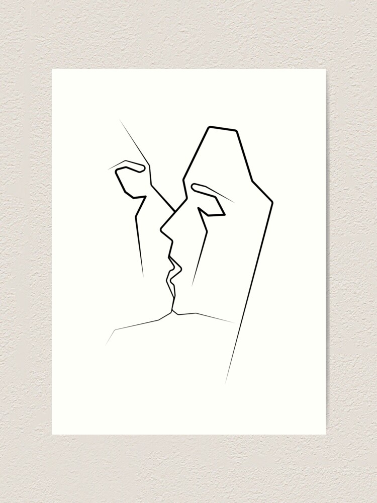 Lámina artística «Nuestro último beso | Dibujo de una línea | Arte de ...