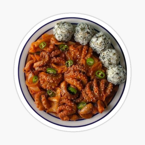 "Stir-Fried Octopus - 낙지볶음" Sticker for Sale by Kito-Kato | Redbubble