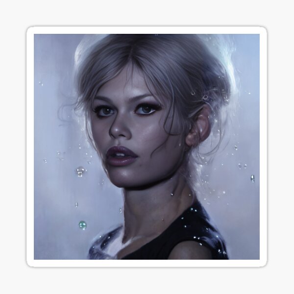 "Brigitte Bardot under the rain" Sticker for Sale by StellarAIdesign ...
