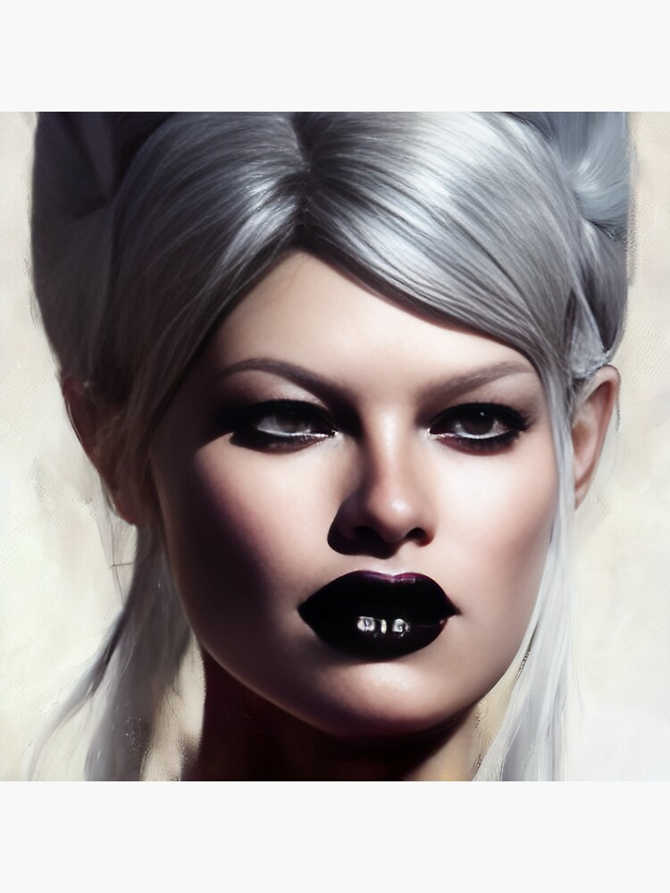 "Brigitte Bardot with silver hair and black lipstick" Sticker for Sale ...